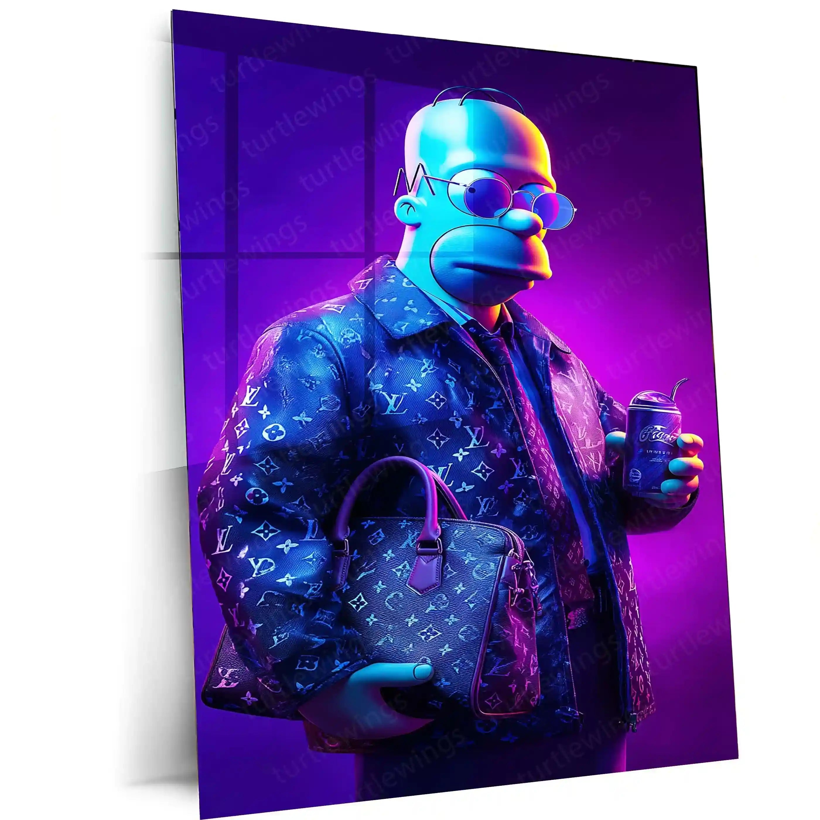 Homer Simpson in Louis Vuitton Metal Poster | Purple Drip Pop Art Wall ...